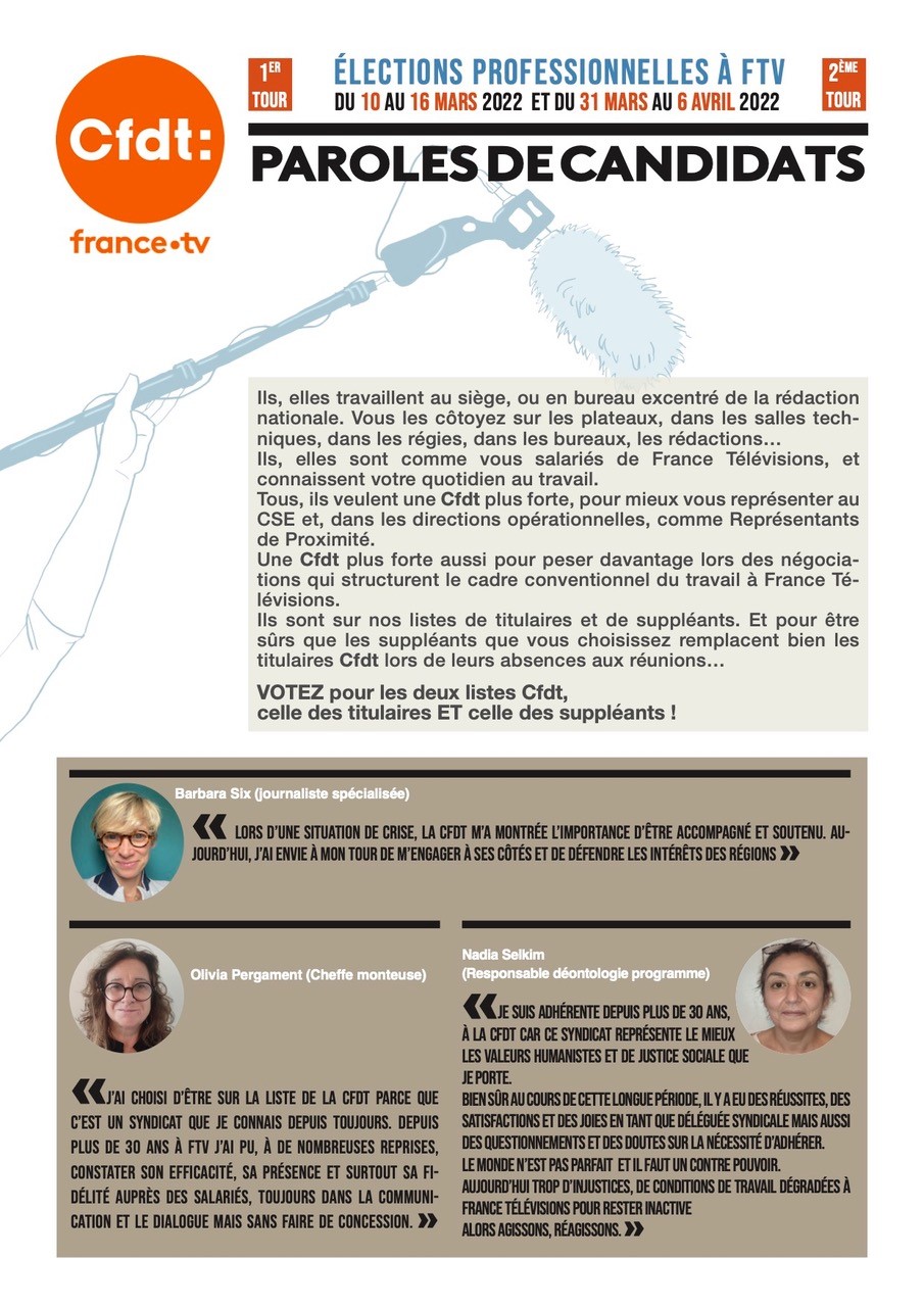ÉLECTIONS 2022 SIEGE: PAROLES DE CANDIDATS - CFDT FTV